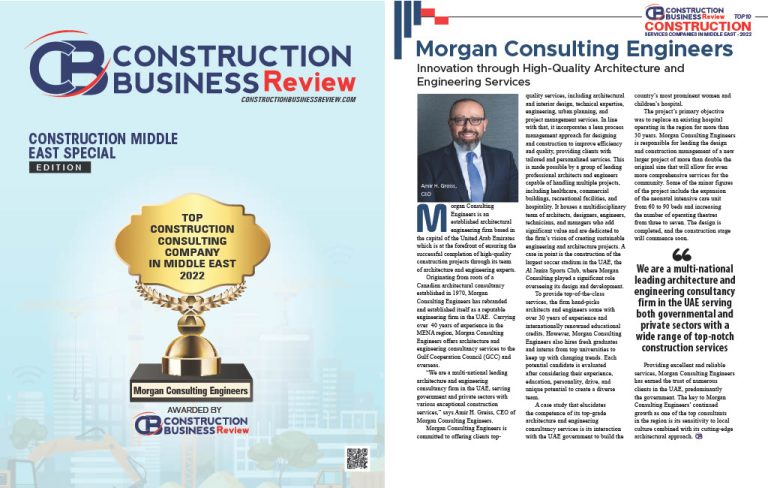 Morgan Awarded Top Construction Consulting Award in the Middle East 2022 – Morgan Group